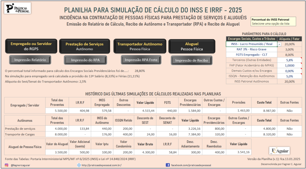INSS e IRRF 2025: Planilha para simulação de cálculo - Práticas de Pessoal