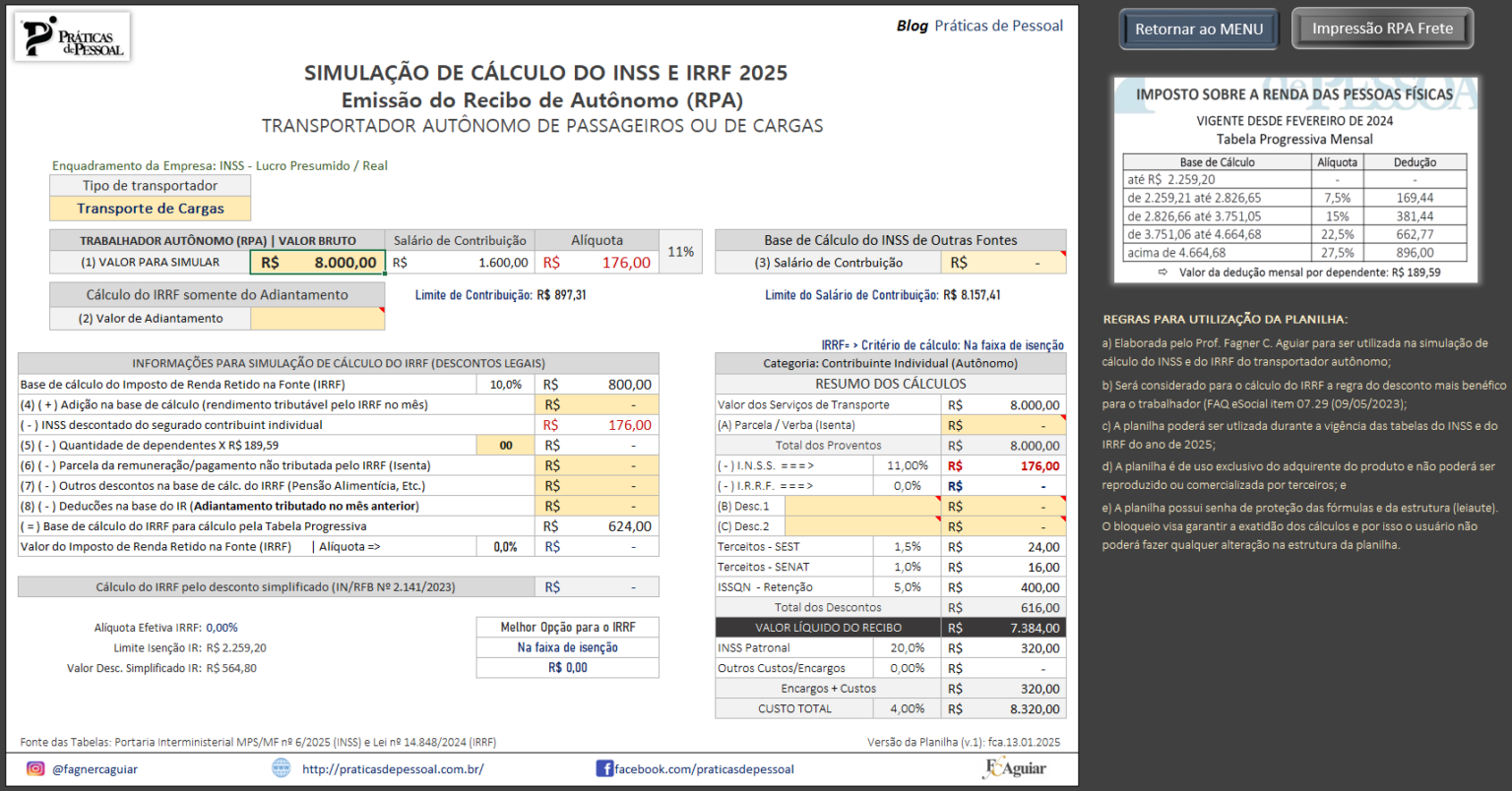 INSS e IRRF 2025: Planilha para simulação de cálculo - Práticas de Pessoal